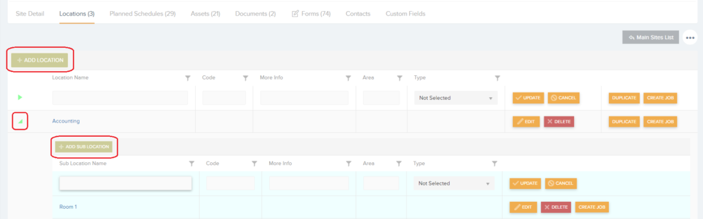 Setting Up Locations & Sub Locations - Trackplan Knowledgebase