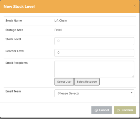 Stock Levels - Trackplan Knowledgebase
